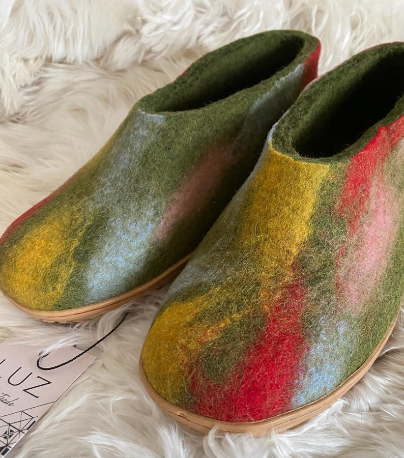Wool Felt Slippers: Handmade Eco-friendly Booties With Rubber Soles - Etsy