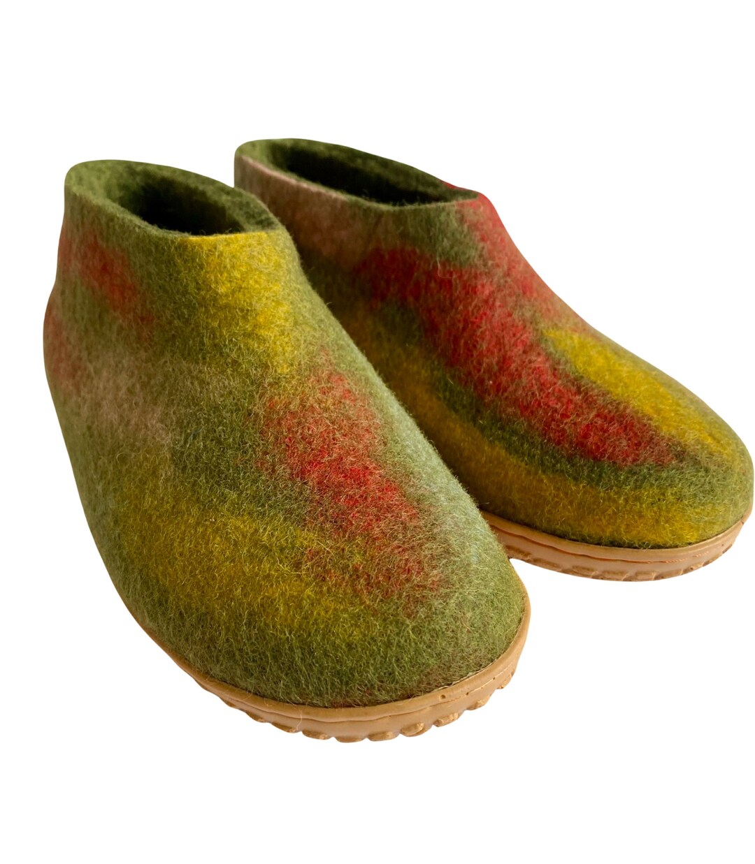 Women's Wool Bootie Slippers, Felt Slip-ons, Handmade Wool Shoes, Art ...
