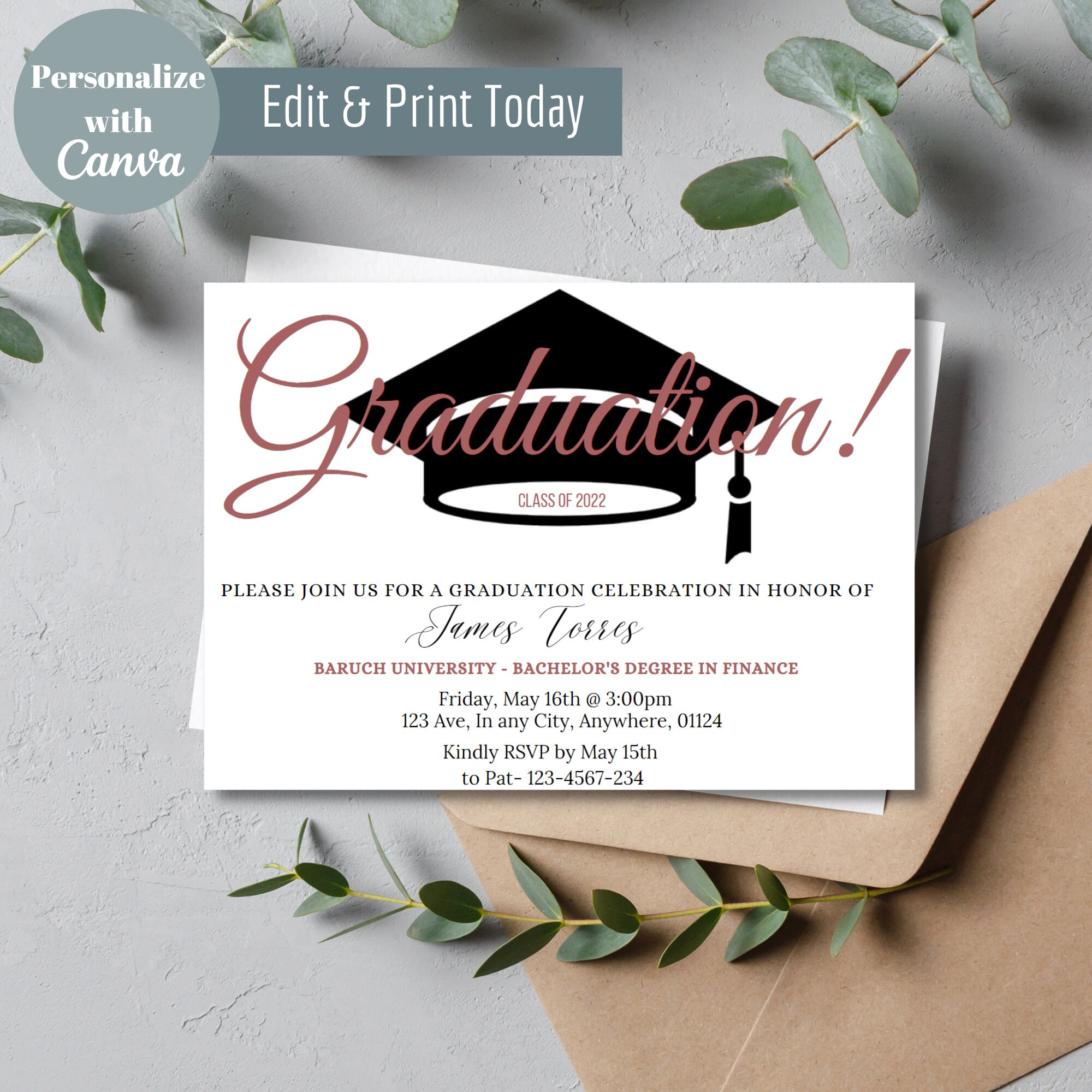 Class of 2023 Graduation Party Invitation Template, Senior Graduation ...