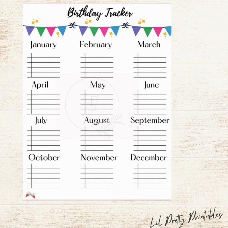 Printable Birthday Tracker Birthday Planner Birthday Tracker - Etsy