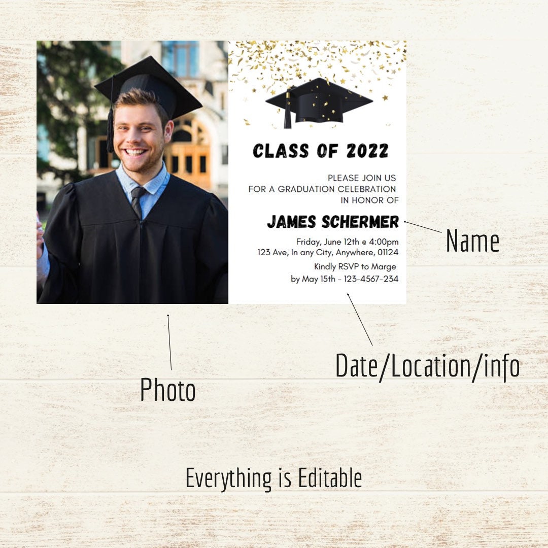 Photo Graduation Party Invitation Template Senior Graduation - Etsy