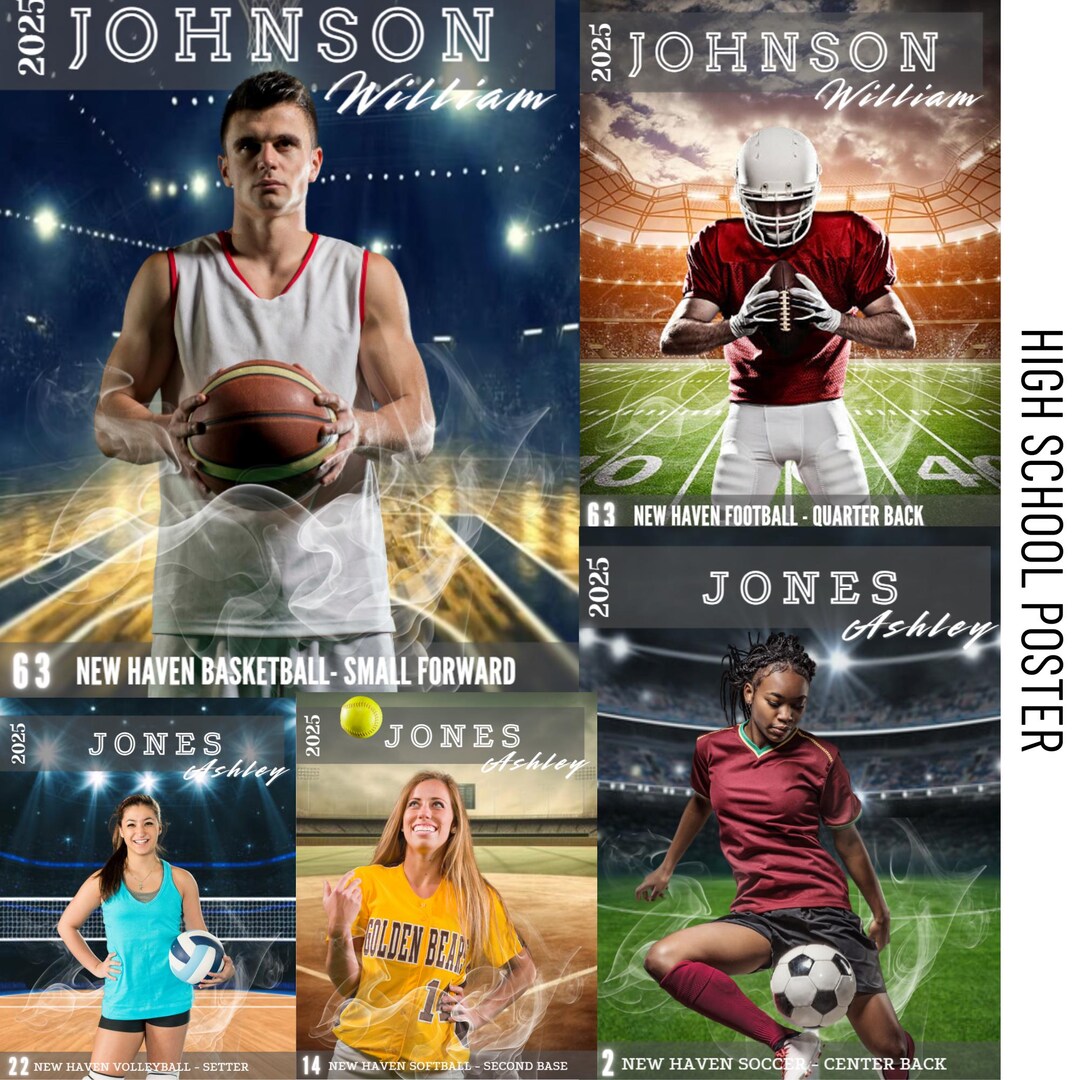 Sports Poster, Sports Background & Digital Backdrop for Senior Sports Poster, Memory Mate, High ...
