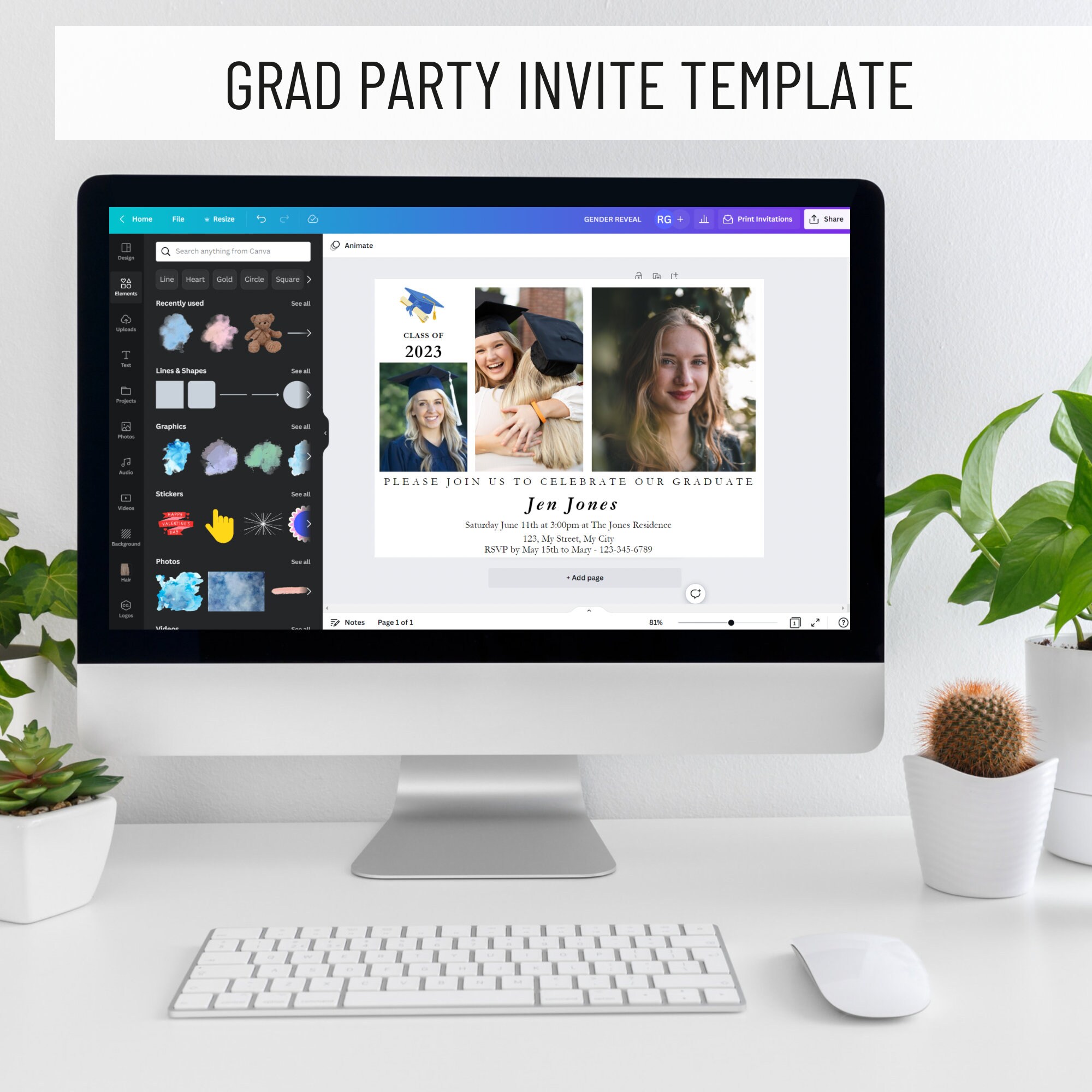 Photo Graduation Party Invitation Template: Printable Announcement ...