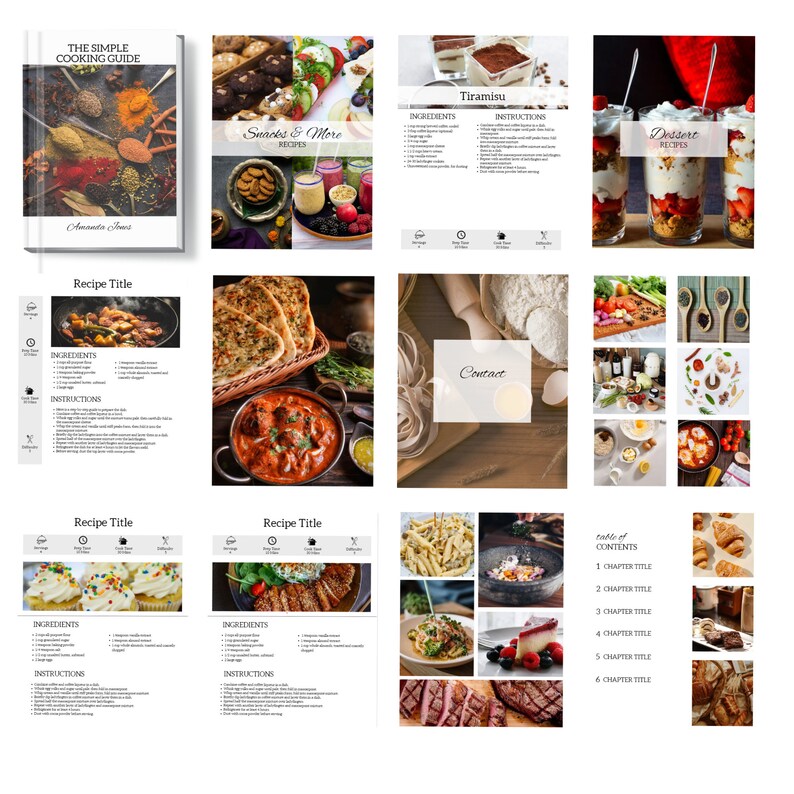 Recipe Book Template, Editable Canva Cookbook Template, Digital Recipe ...