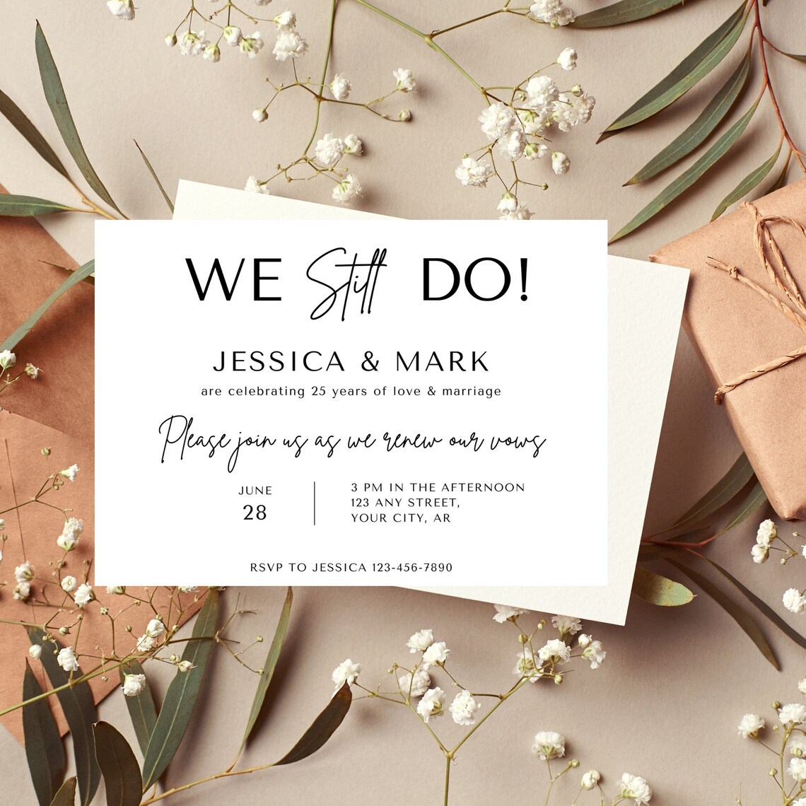 Vow Renewal Invitation Template, We Still Do Invitation, Wedding ...