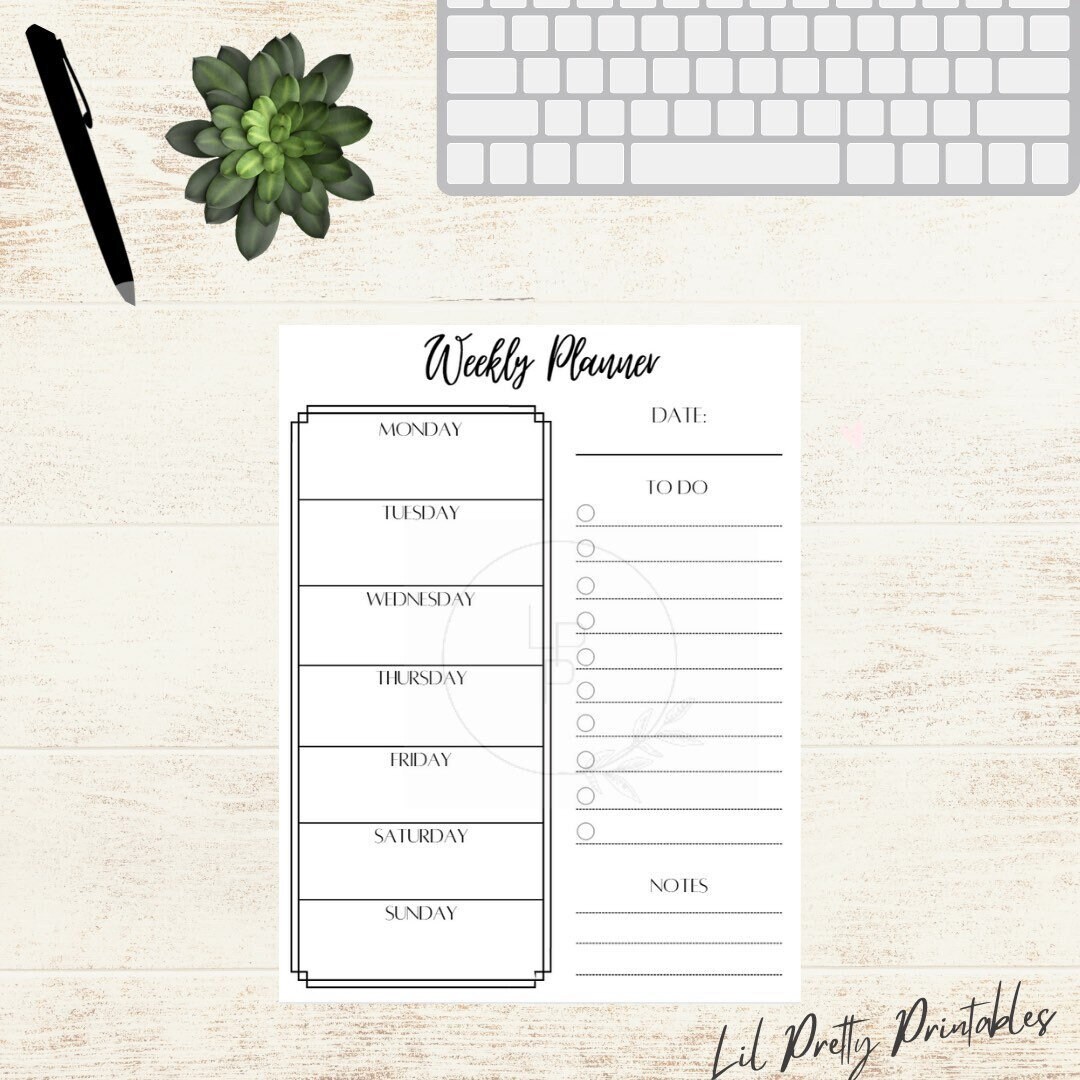 Printable Weekly Planner, Weekly Planner, Week at a Glance, Weekly ...