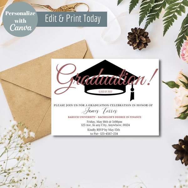 4x6 Graduation Party Invitation - Etsy