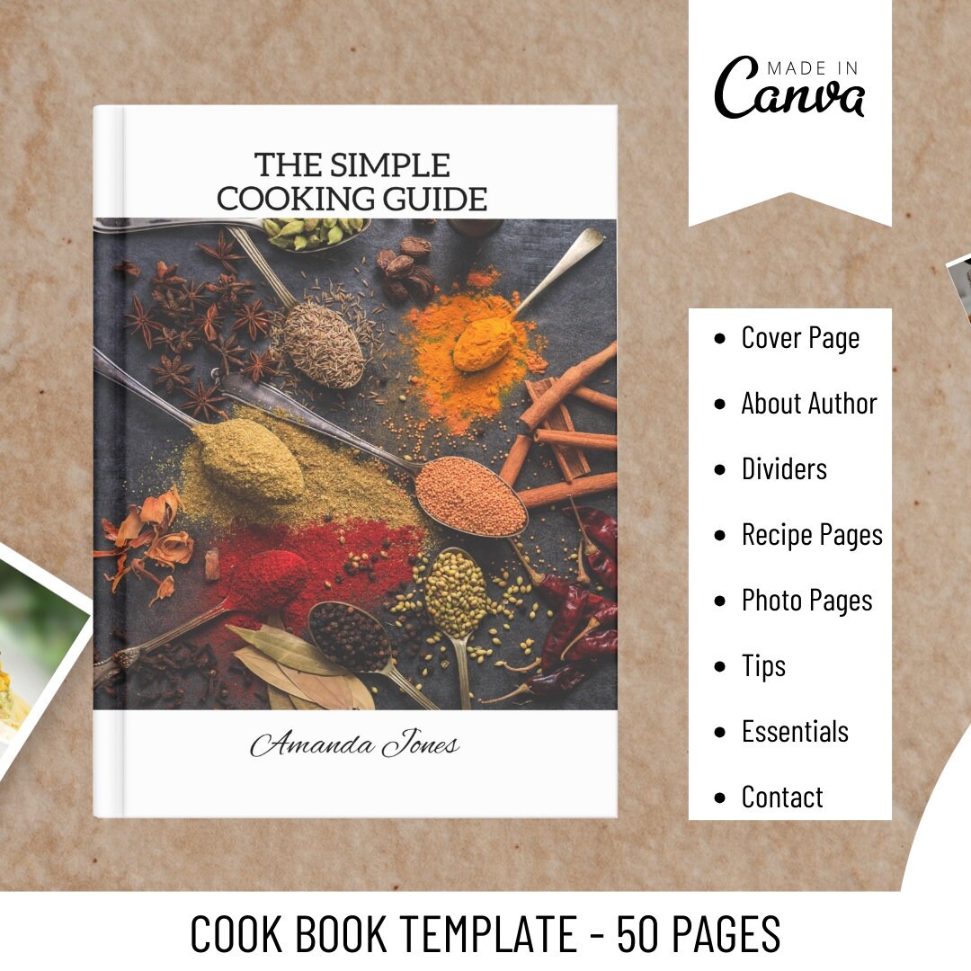 Recipe Book Template, Editable Canva Cookbook Template, Digital Recipe ...
