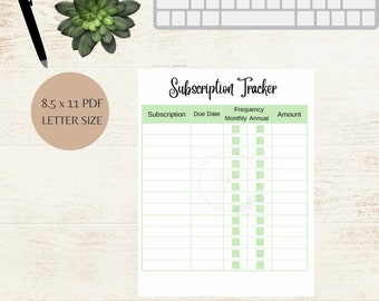 Subscription List Printable - Etsy