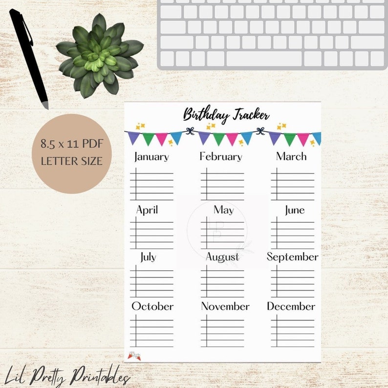 Printable Birthday Tracker Birthday Planner Birthday Tracker - Etsy