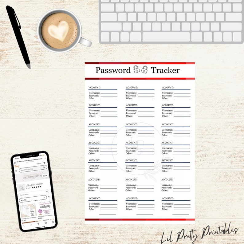 Printable Password Tracker, Printable Password Log - Etsy