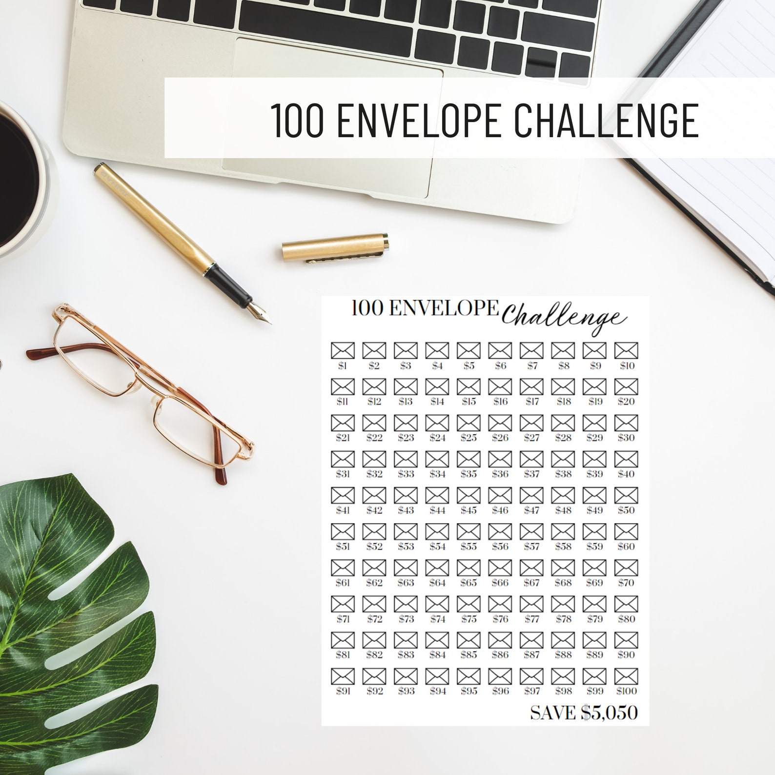 100 Envelope Challenge Printable, Money Savings Challenge, Digital ...