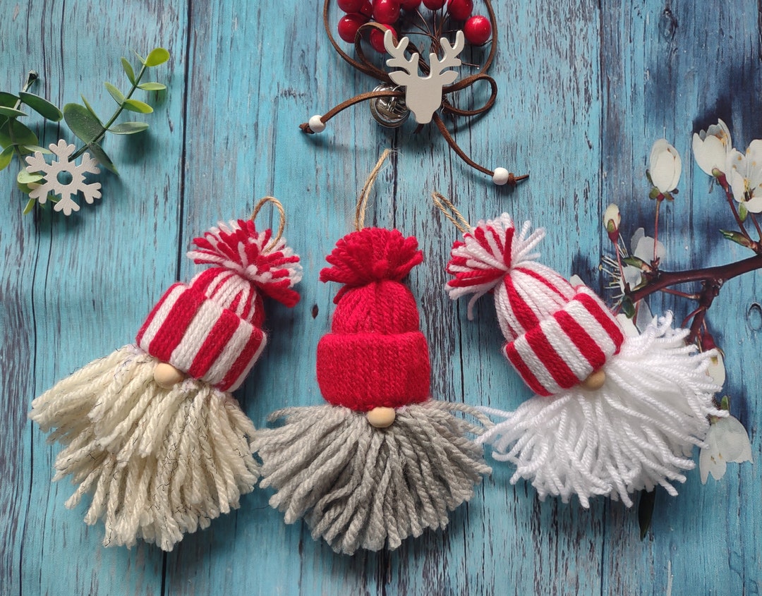 Wool Gnomes With Cute Wooden Noses, Hang on Your Tree or Send as A Gift ...