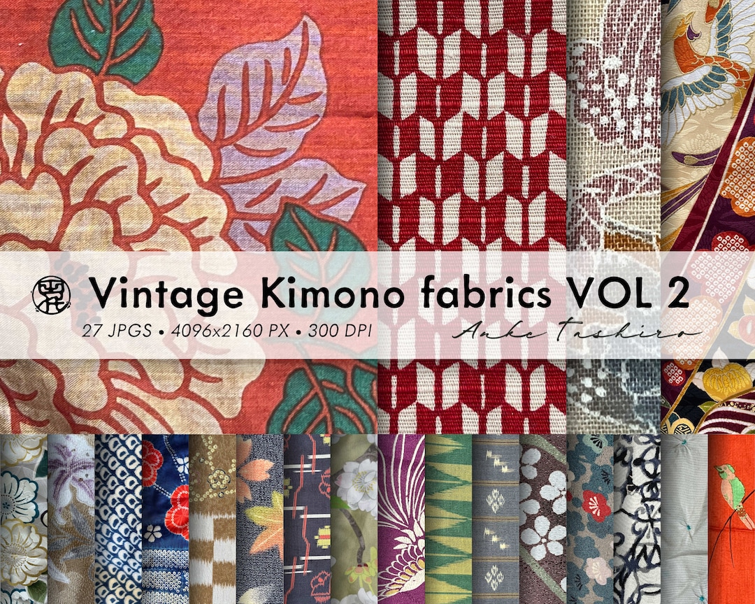 Vintage Kimono Fabric Textures: Japanese Digital Backgrounds (vol 2 ...