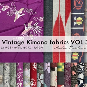 Vintage Kimono Fabric Textures Vol 3 Digital Japanese Backgrounds ...