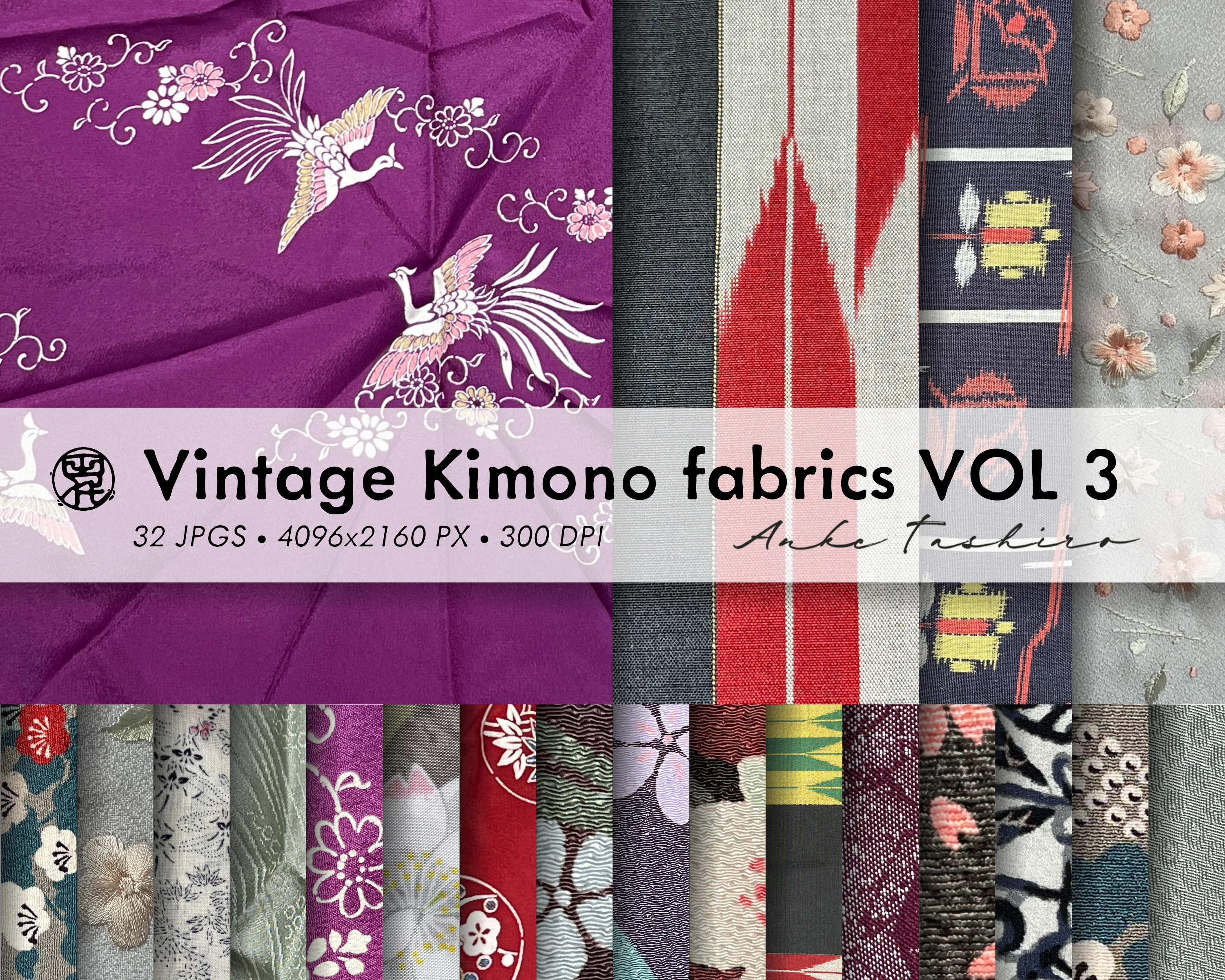 Vintage Kimono Fabric Textures Vol 3 Digital Japanese Backgrounds ...