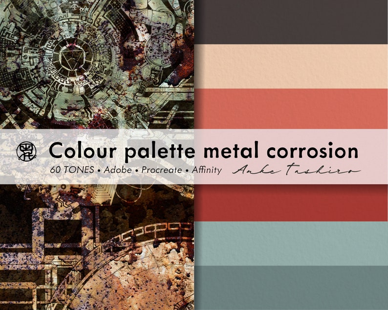 Metal Corrosion Color Palette: 60 Tones for Procreate, Adobe, Affinity ...
