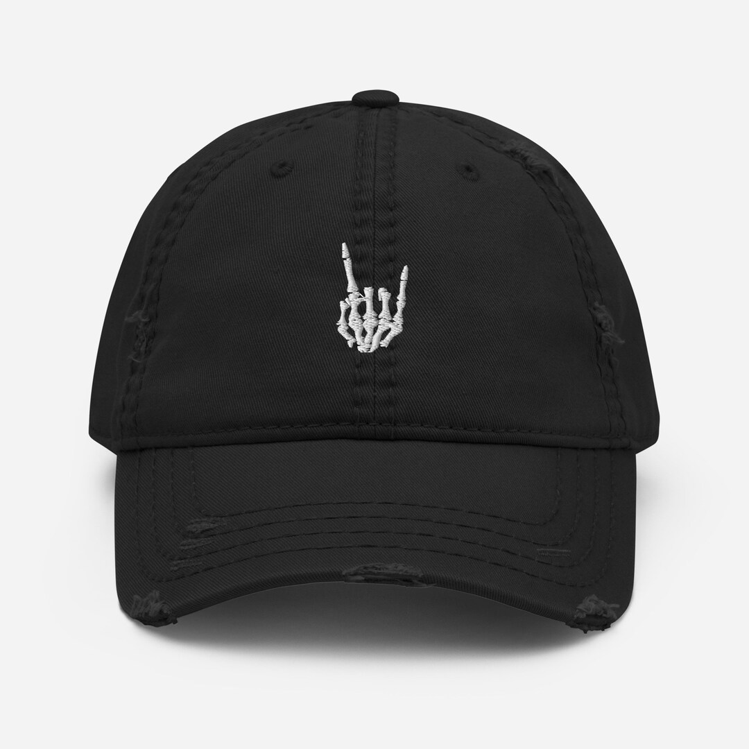 Skeleton Metal Hands Hat, Metal Rock Hat, Baseball Cap Embroidered ...