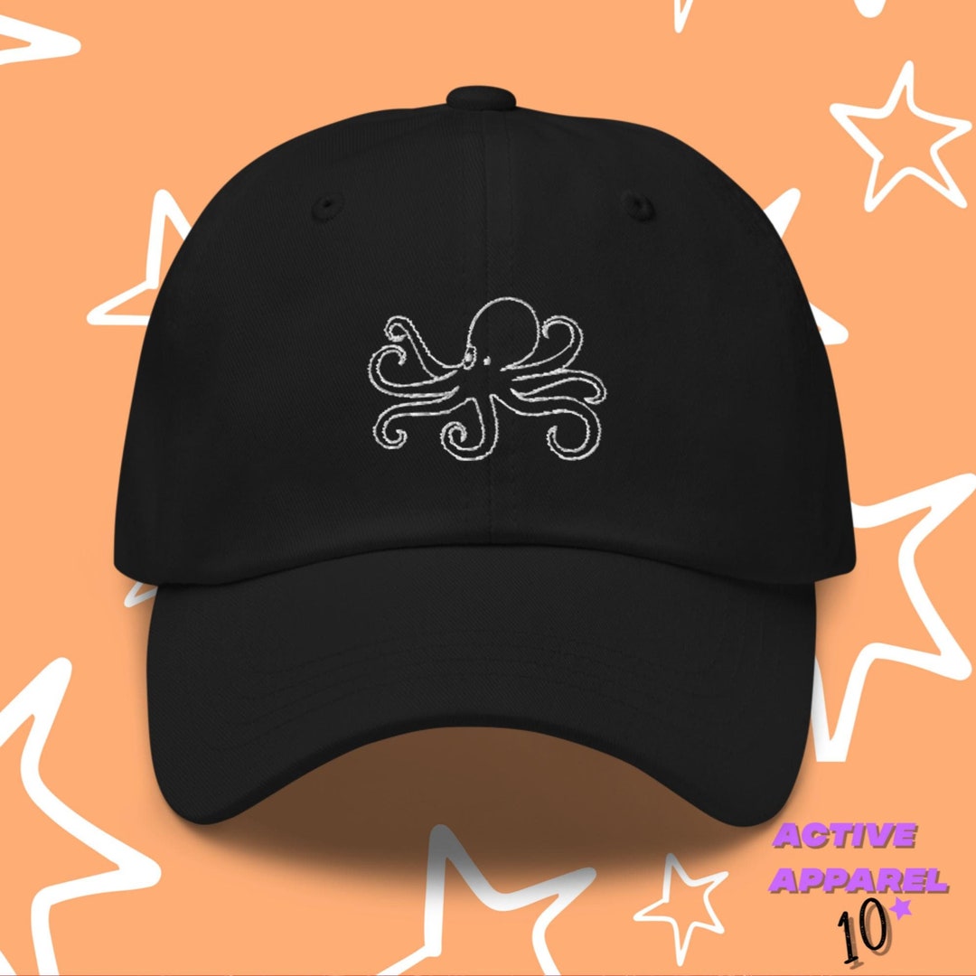 Octopus Hat Baseball Cap Embroidered Cotton Adjustable Dad - Etsy