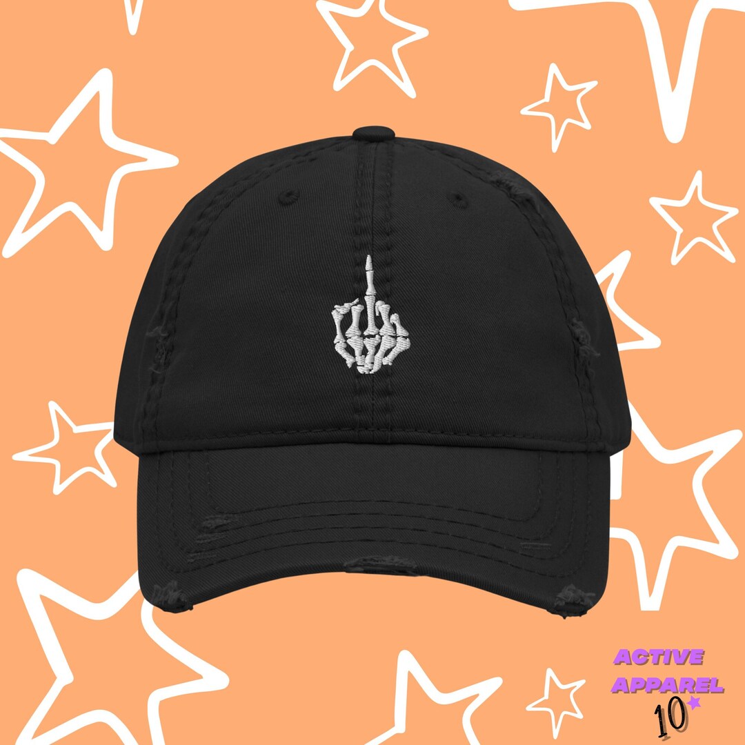 Skeleton Hands Middle Finger Baseball Cap Embroidered Cotton Adjustable ...