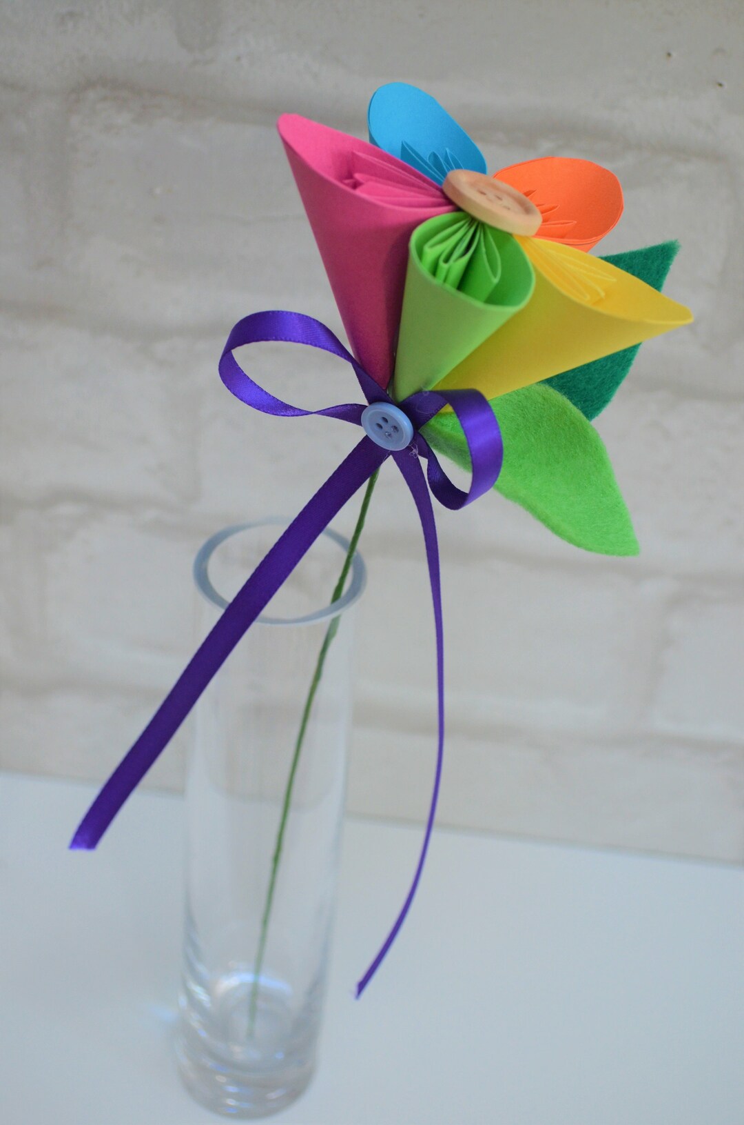 Rainbow Paper Flower - Etsy