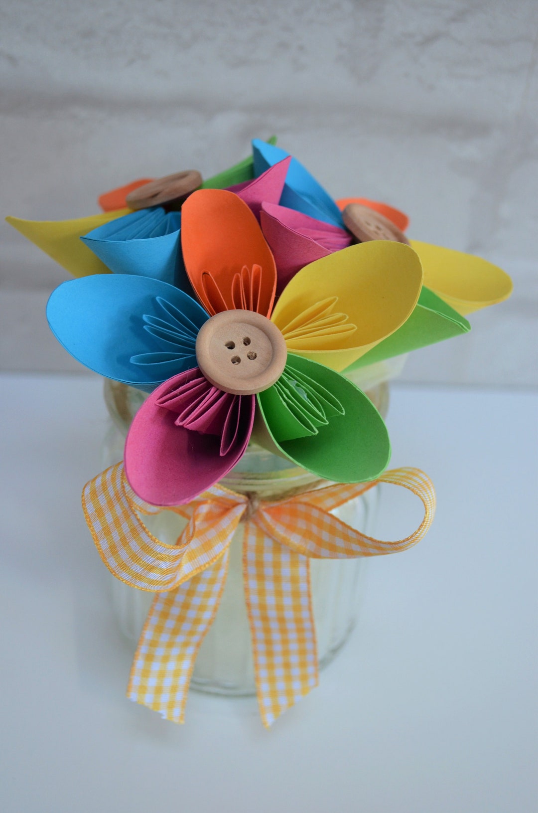 3 X Rainbow Paper Flower Arrangement - Etsy