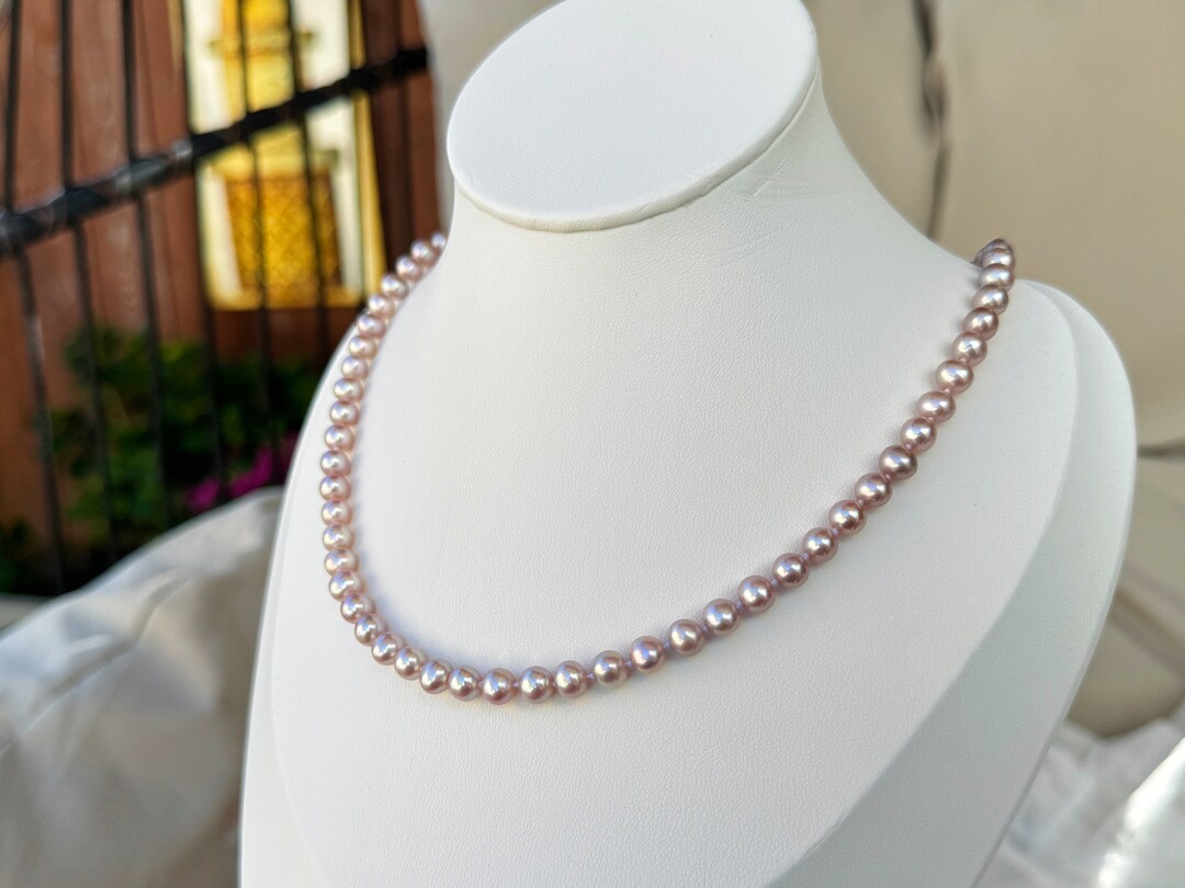 6mm Pinky Lavender Natural Freshwater Pearl Strand / Pink Pearl ...