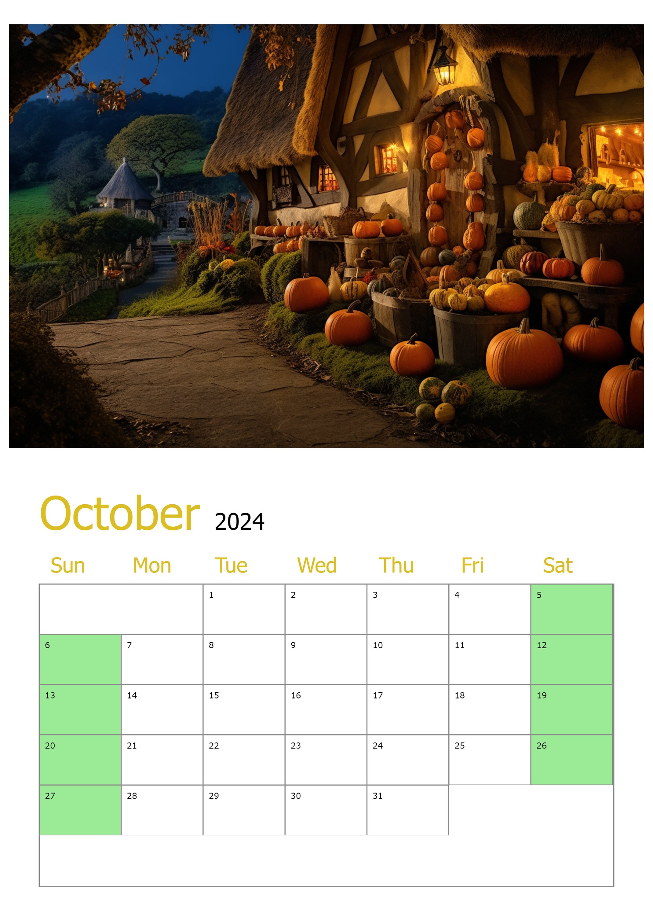 Hobbiton Magic: Immerse in 2024 With A4 Calendar of Captivating Hobbit ...