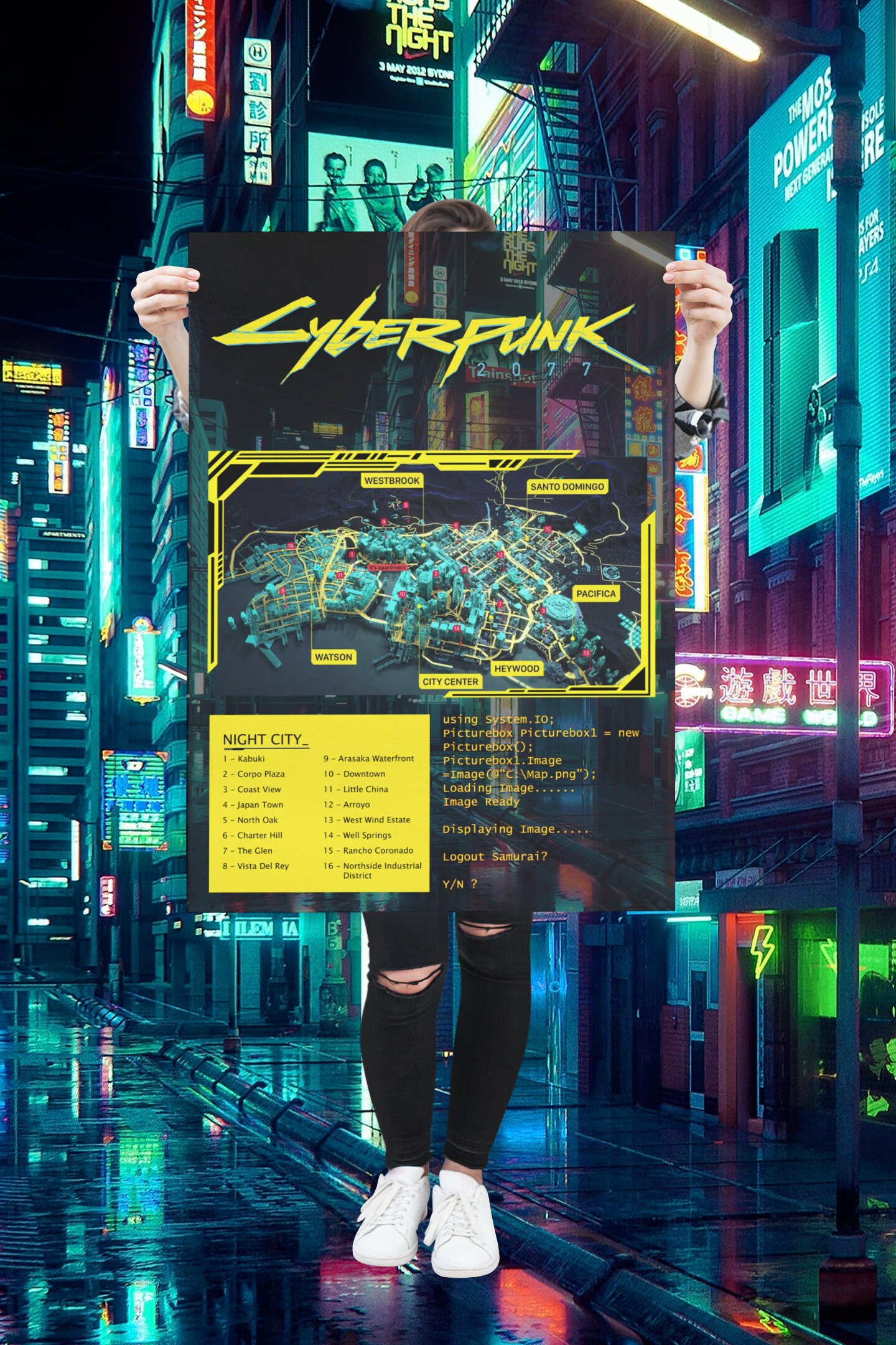 Cyberpunk 2077 Locations Map Poster frame Not Included. - Etsy UK