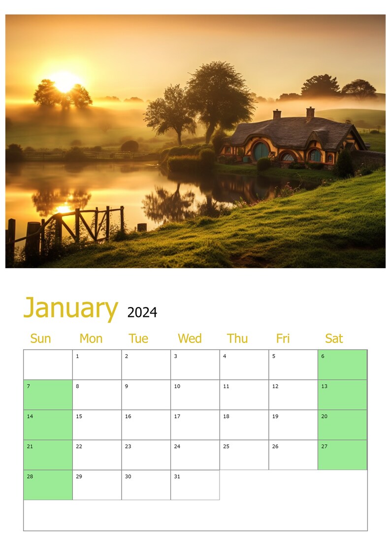 Hobbiton Magic: Immerse in 2024 With A4 Calendar of Captivating Hobbit ...