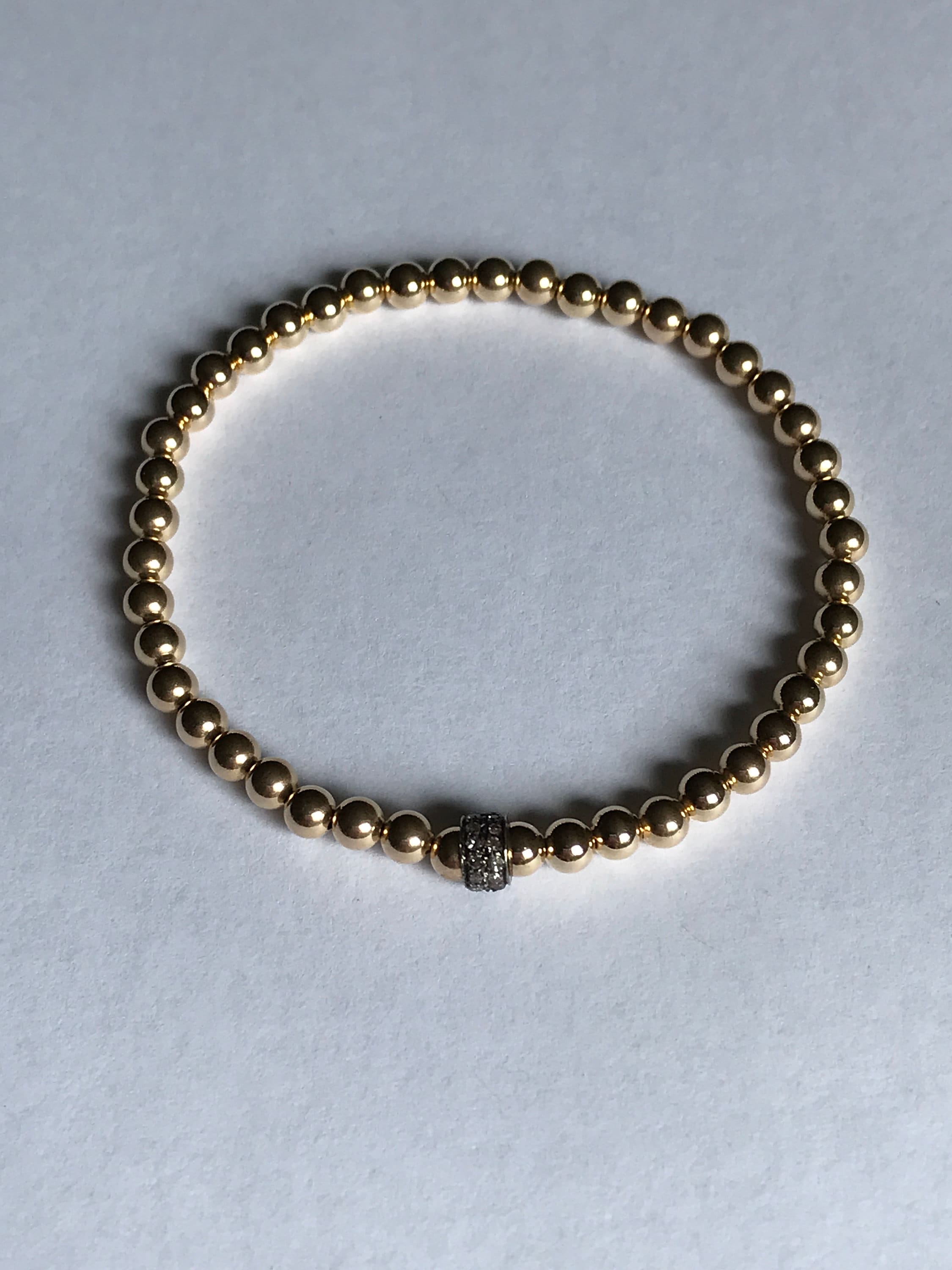 14kt Gold Filled Beaded Bracelet With Diamonds|14kt Gold Beaded ...