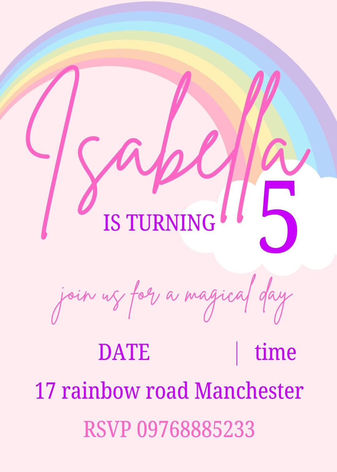 Rainbow Invitation Printable - Etsy