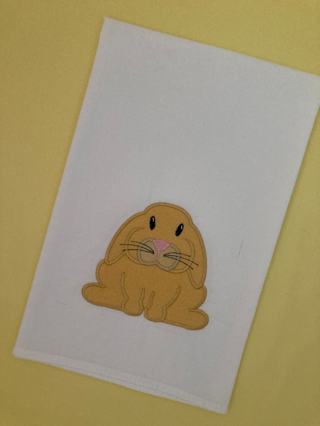 Bunny Kitchen Towel, Brown Lop Eared Rabbit, Embroidered Fleece ...