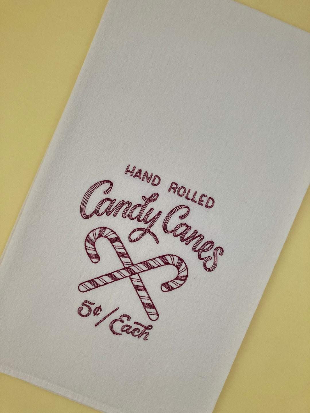 Hand Rolled Candy Canes Merry Market Vintage Christmas Sign Embroidered ...