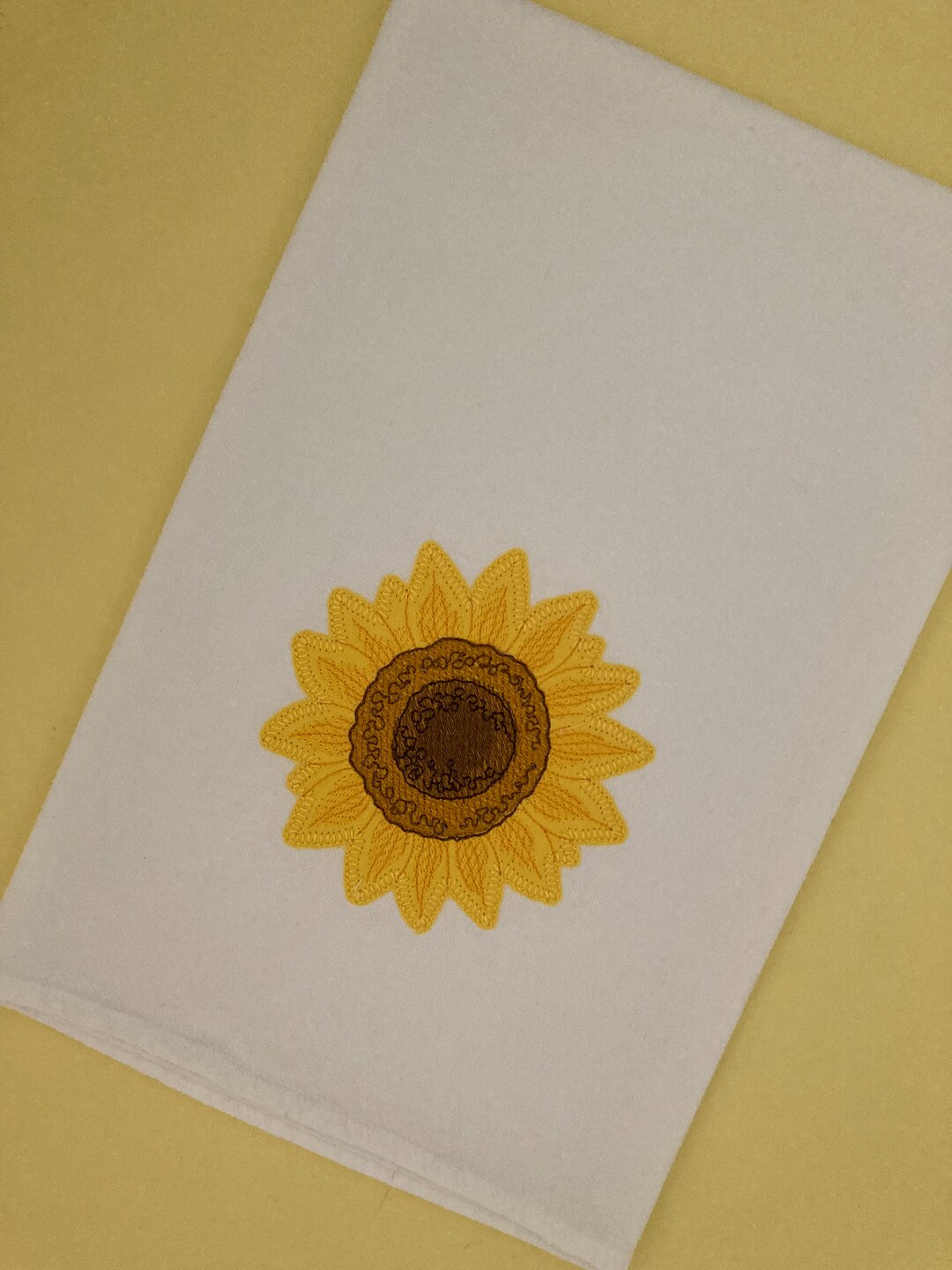 Sunny Sherry Sunshine Sunflower Applique Embroidered Cotton Flour Sack ...