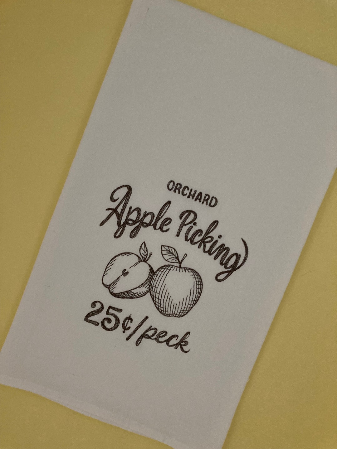 Apple Picking Sign, Embroidered Cotton Flour Sack Towel, Farmhouse ...
