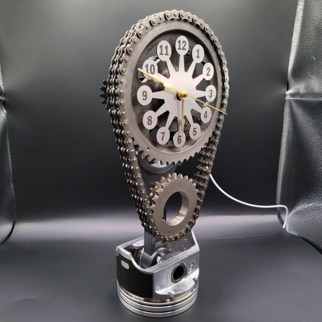 Chevy Big Block Rotating Timing Chain Clock: Automotive Piston Art ...