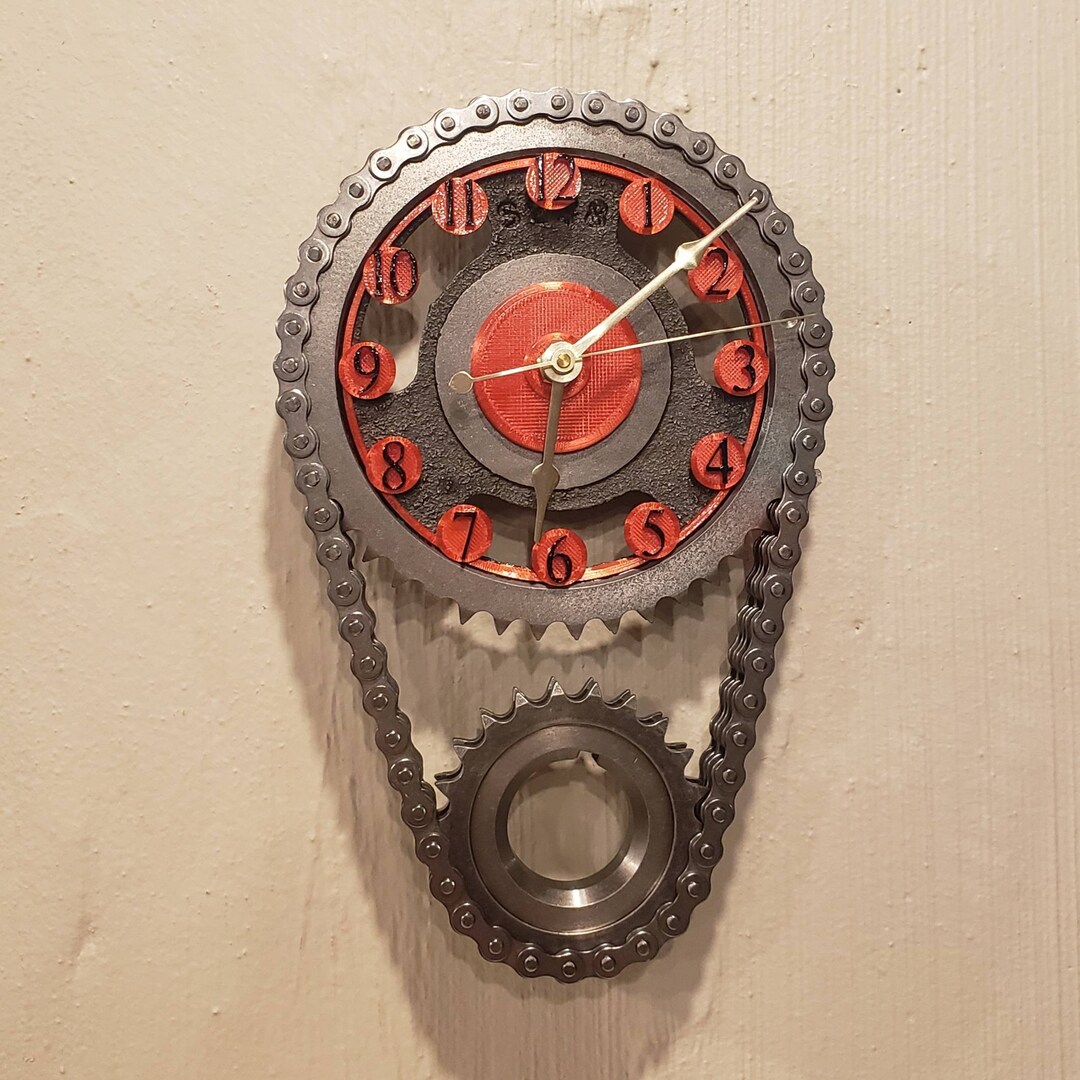 Red Gear Wall Clock, Made With Chevy Small Block Timing Set - Etsy