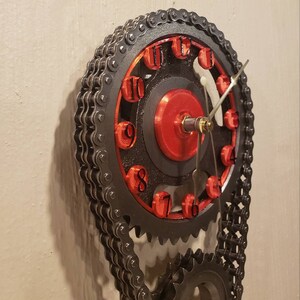 Red Gear Wall Clock, Made With Chevy Small Block Timing Set - Etsy