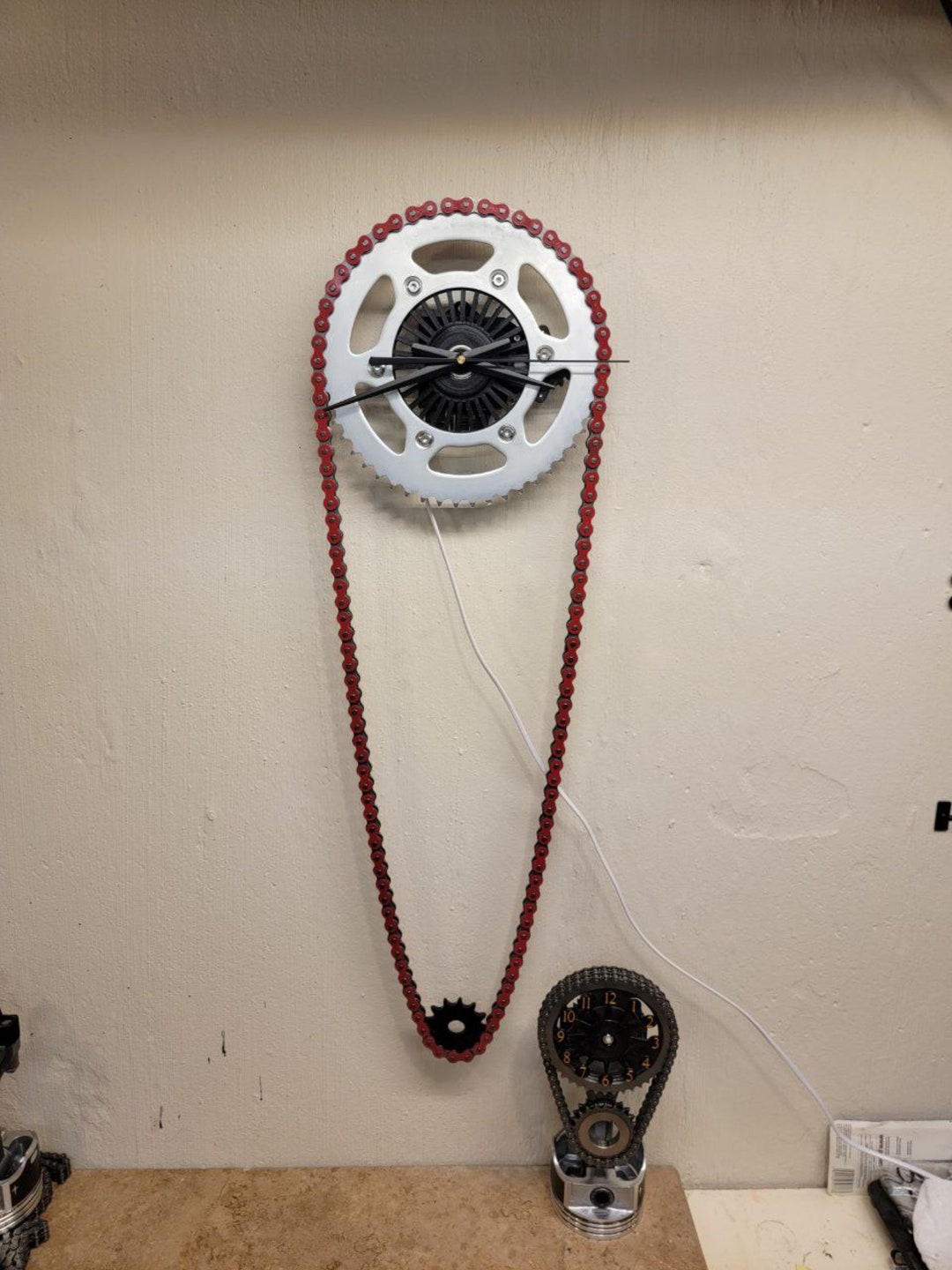 Large Dirt Bike Gear and Chain Clock, Dirt Bike Clock, Rotating ...