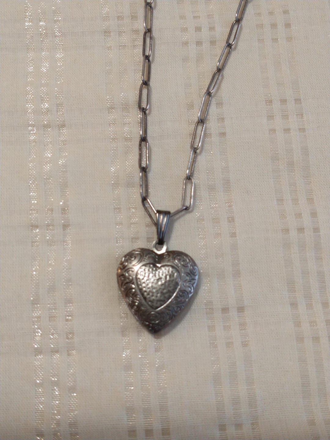 Engraved Heart Locket; Small Antique Silver or Antique Brass Heart ...