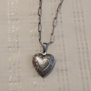 Engraved Heart Locket; Small Antique Silver or Antique Brass Heart ...