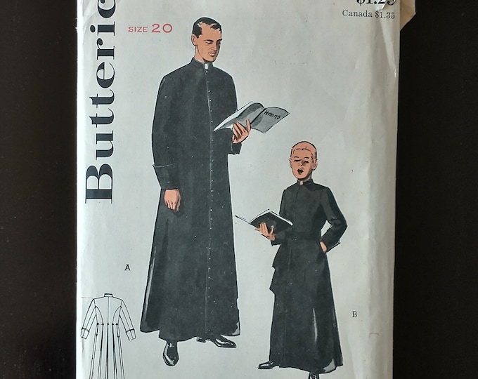 UNCUT Butterick 6765 Man's Cassock Pattern Size 20 (38 Inch Chest ...