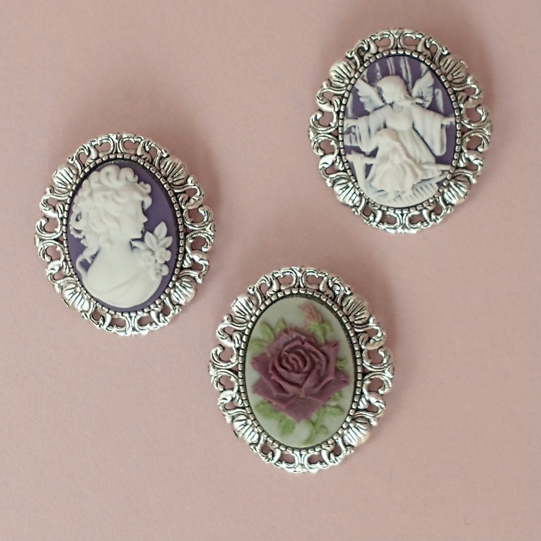 Victorian Style Broach Pins With Rose , Silhouette or Angel Cameo ...