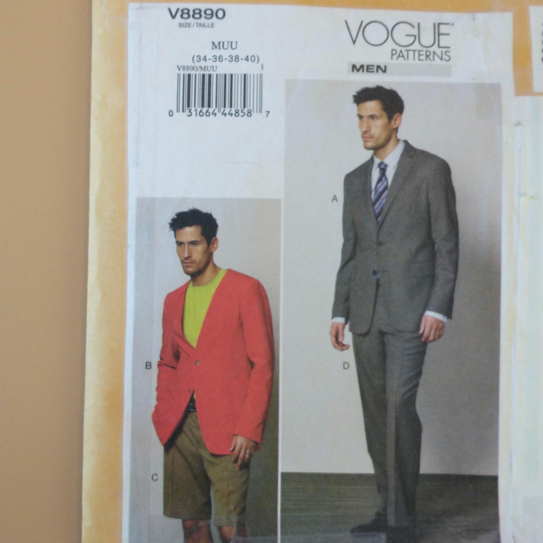 Vogue Patterns V8890; UNCUT Men's Suit Pattern Including Shorts, Slacks ...
