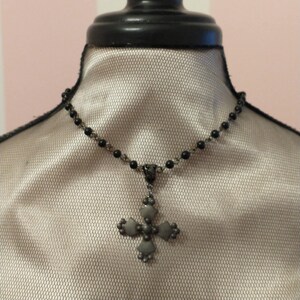 Punk Rock Choker With Dark Silver Gothic Cross Vampire Defense Necklace ...