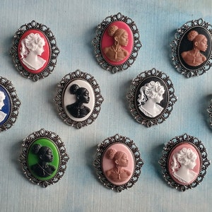 Whimsigoth Mini Broaches in Antique Silver Settings; Halloween Jewelry ...