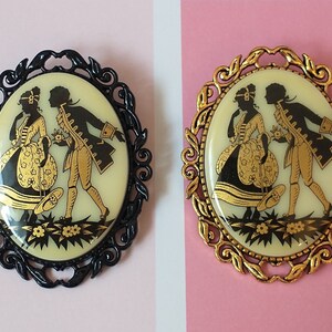 Lord & Lady Pendant Necklace With Black Brass or Gold Toned Settings ...