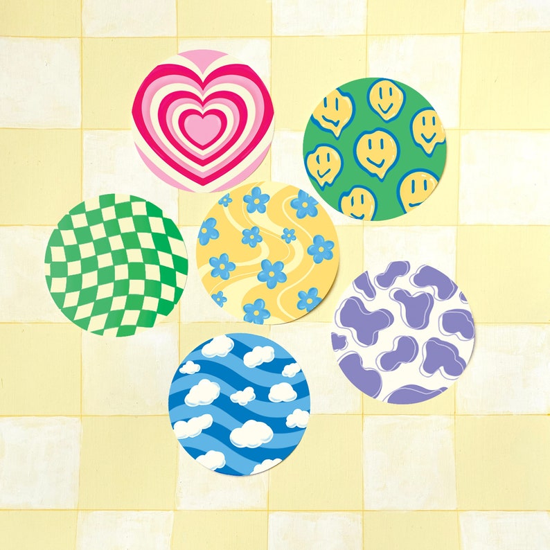 Danish Pastel Stickers Indie Aesthetic Round Sticker Trendy - Etsy