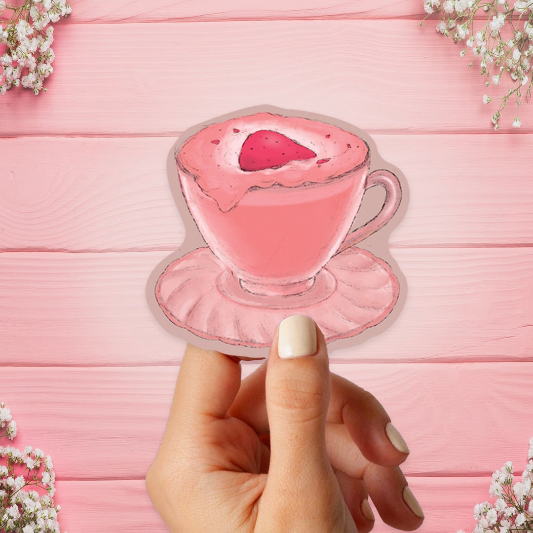 Teacup Sticker Kawaii Teacup Sticker Strawberry Teacup - Etsy